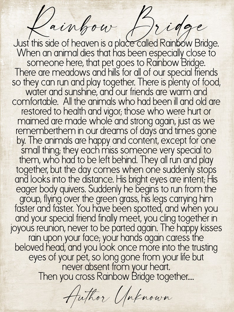 Rainbow Bridge Poem on Metal Print on Reclaimed Wood Frame-rustic Pet ...