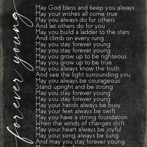 Forever Young by Bob Dylan Lyrics Metal Print on Reclaimed Wood Frame ...