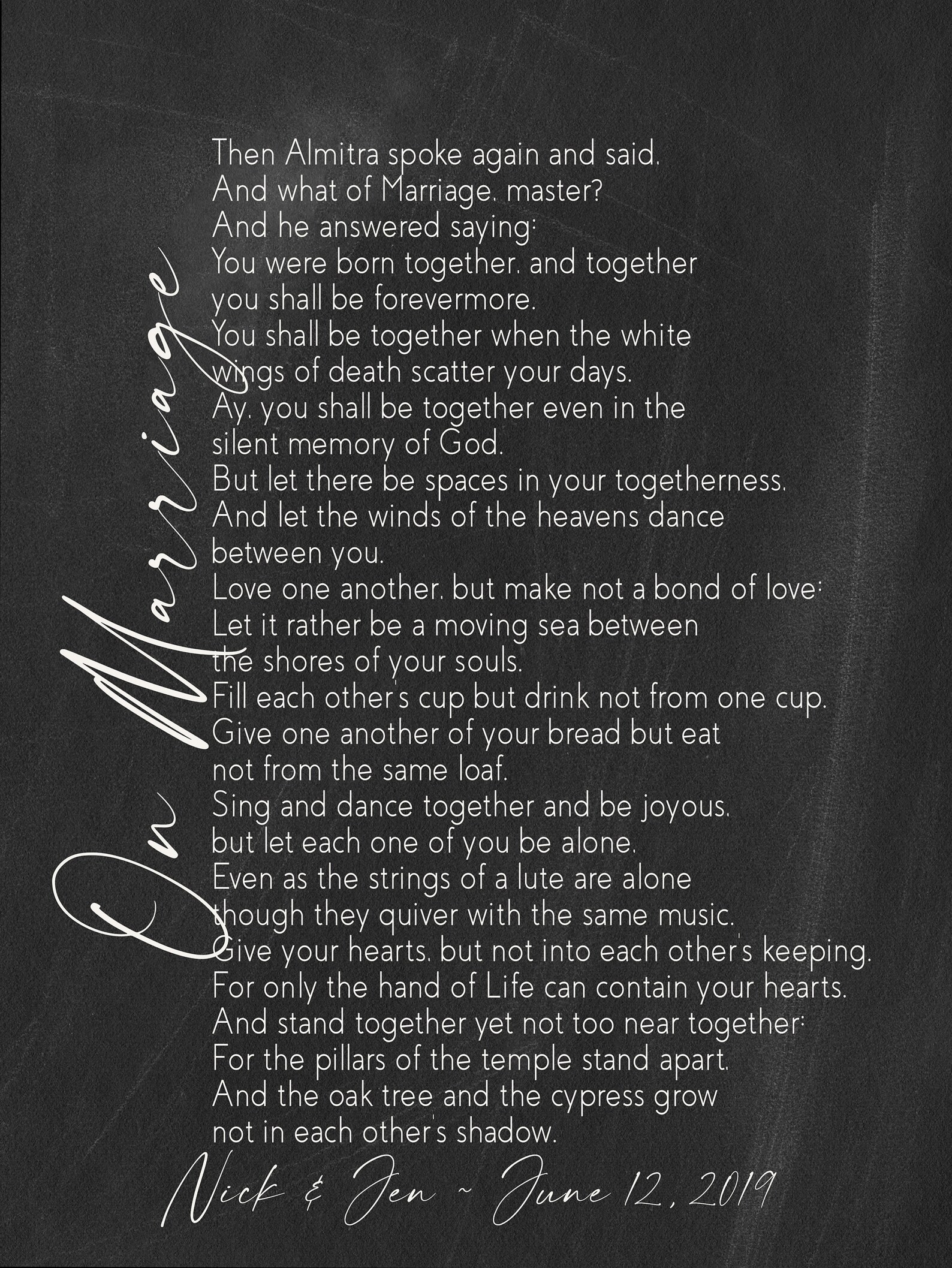 On Marriage Poem on Metal Print on Reclaimed Wood Frame-kahlil - Etsy