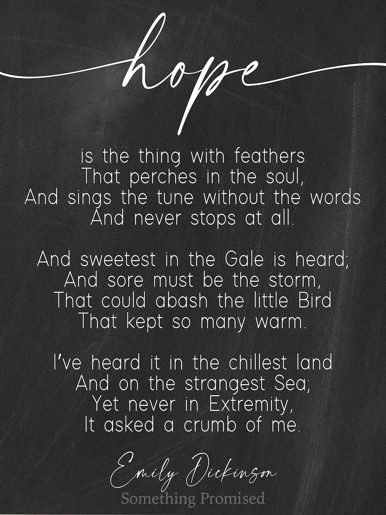 Hope is the Thing With Feathers Poem on Metal Print on Reclaimed Wood ...