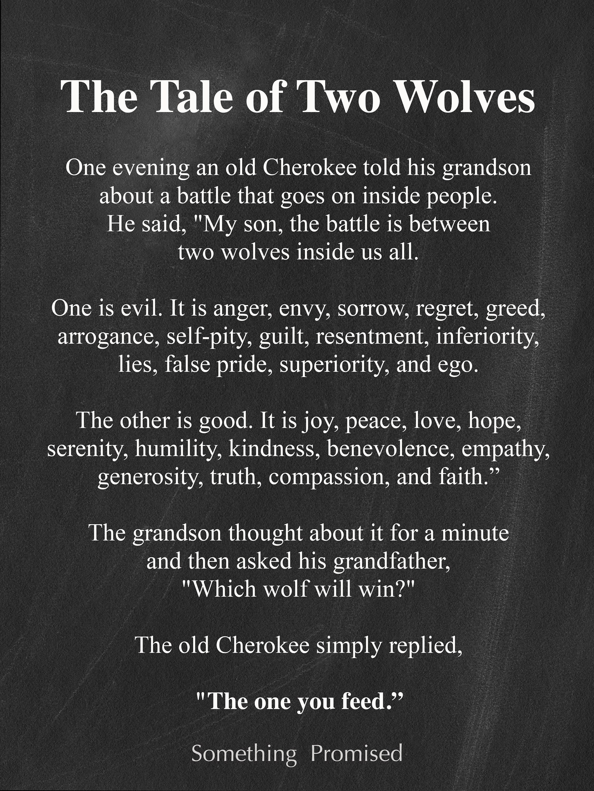 Tale of Two Wolves on Metal Print on Reclaimed Wood Frame-cherokee ...
