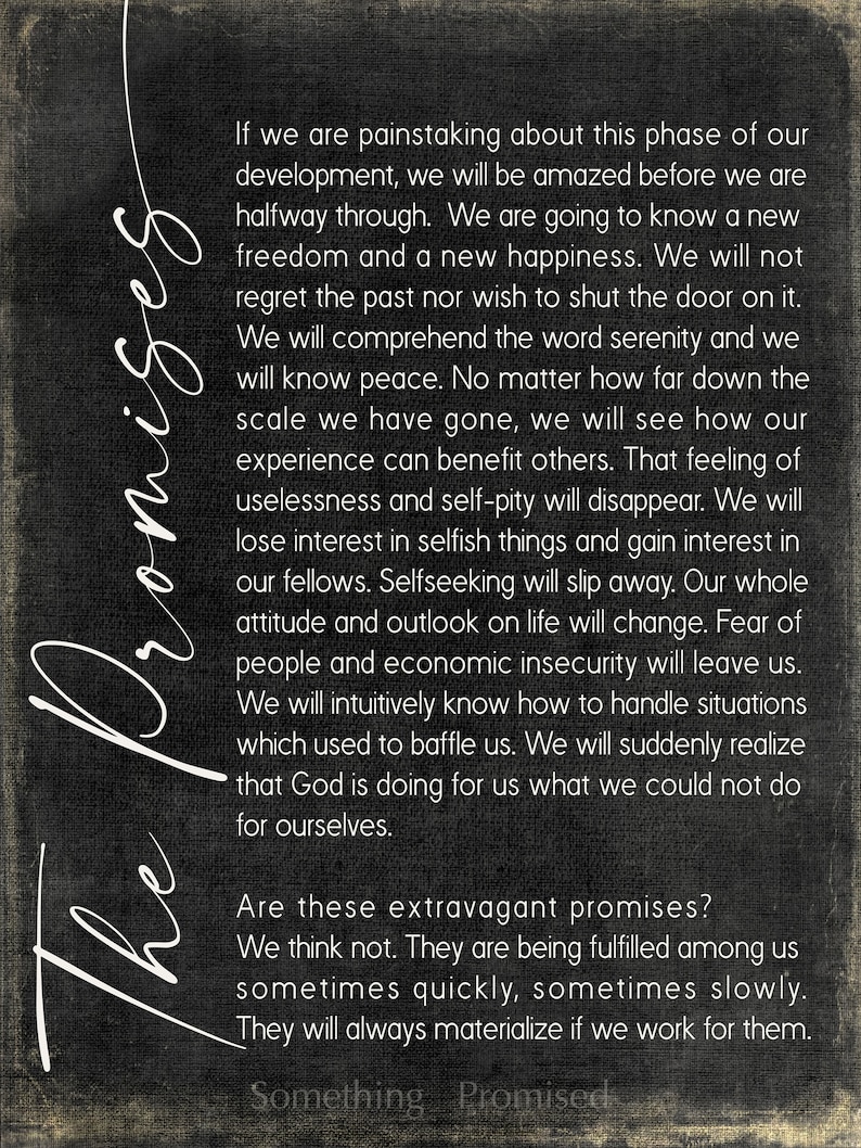 The AA Promises-metal Print on Reclaimed Wood Frame-addiction Recovery ...