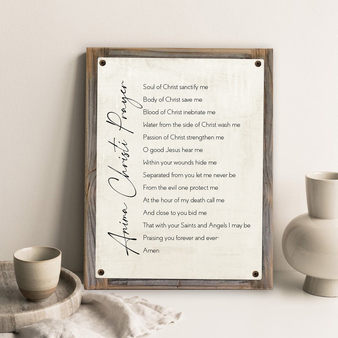 Anima Christi Prayer Metal Print on Reclaimed Wood Frame-rustic ...
