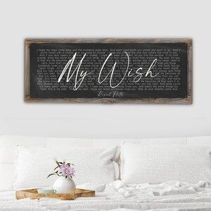 My Wish Lyrics Metal Print on Reclaimed Wood Frame-above Couch Sign ...