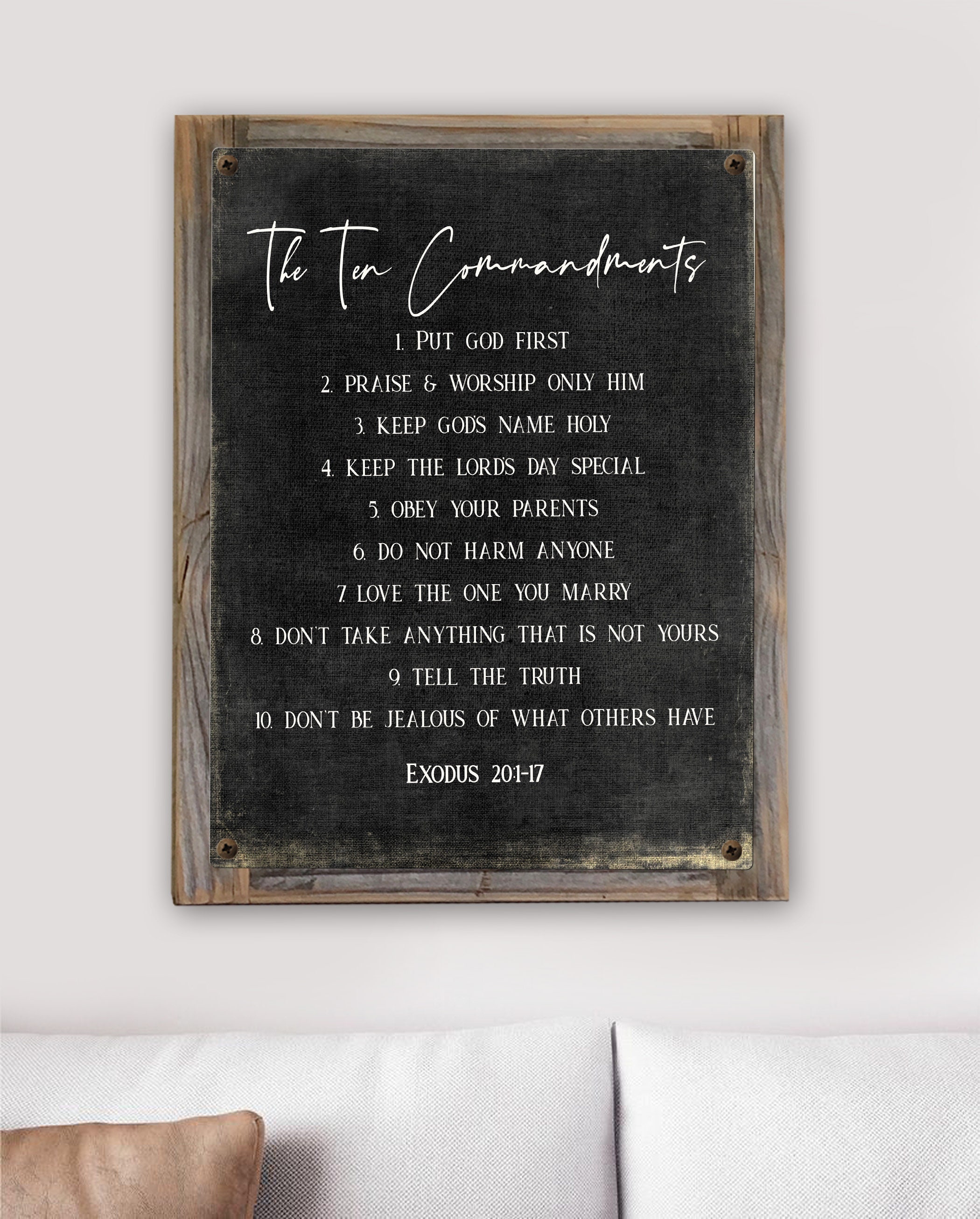 The Ten Commandments Metal Print on Reclaimed Wood | Etsy