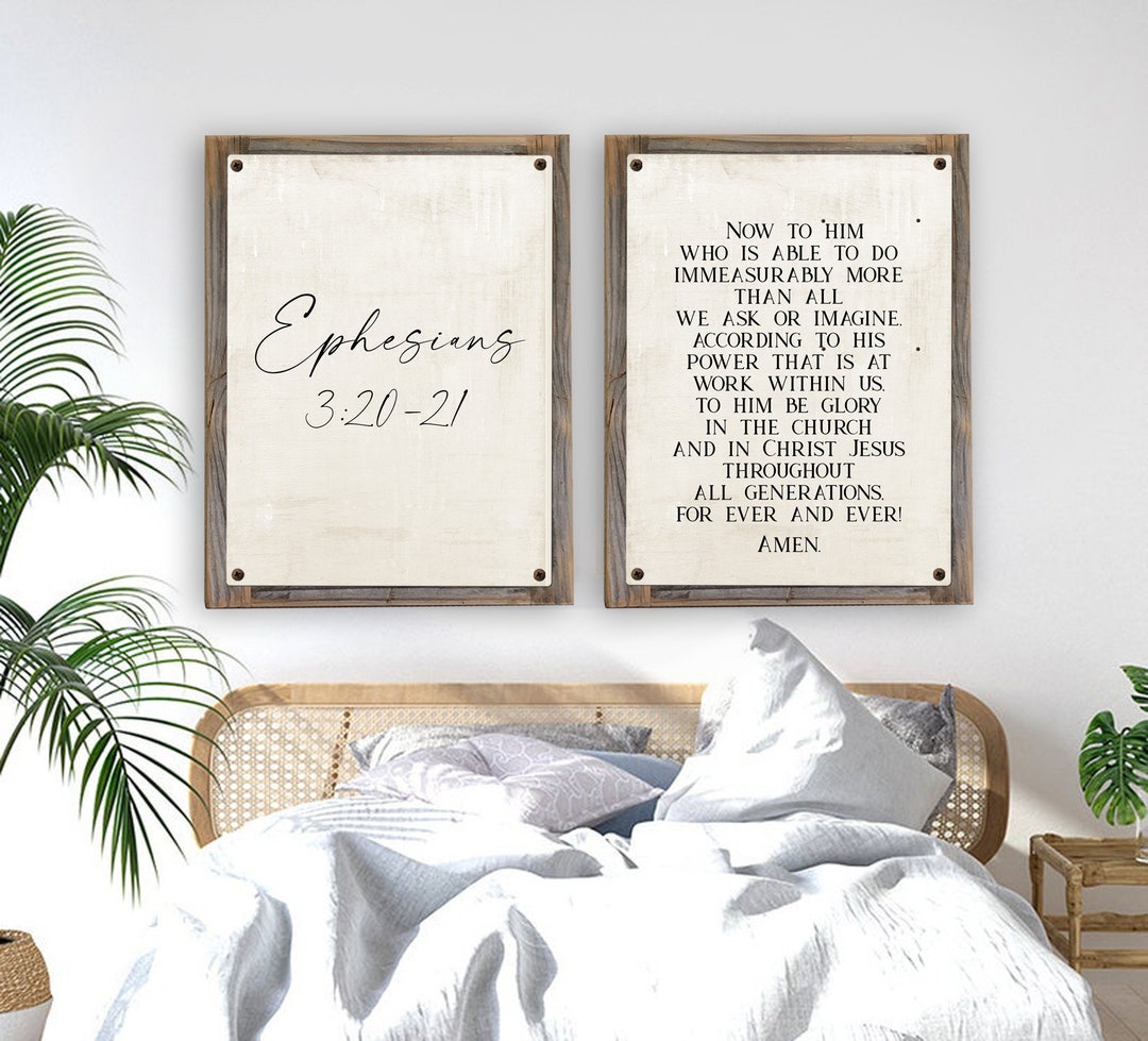 BIBLE VERSE Sign-ephesians 3:20-21 Set of 2 Metal Prints-reclaimed Wood ...