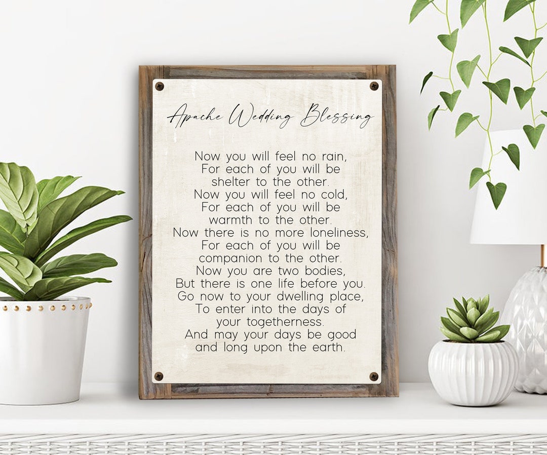 Apache Wedding Blessing Metal Print on Reclaimed Wood Frame-marriage ...