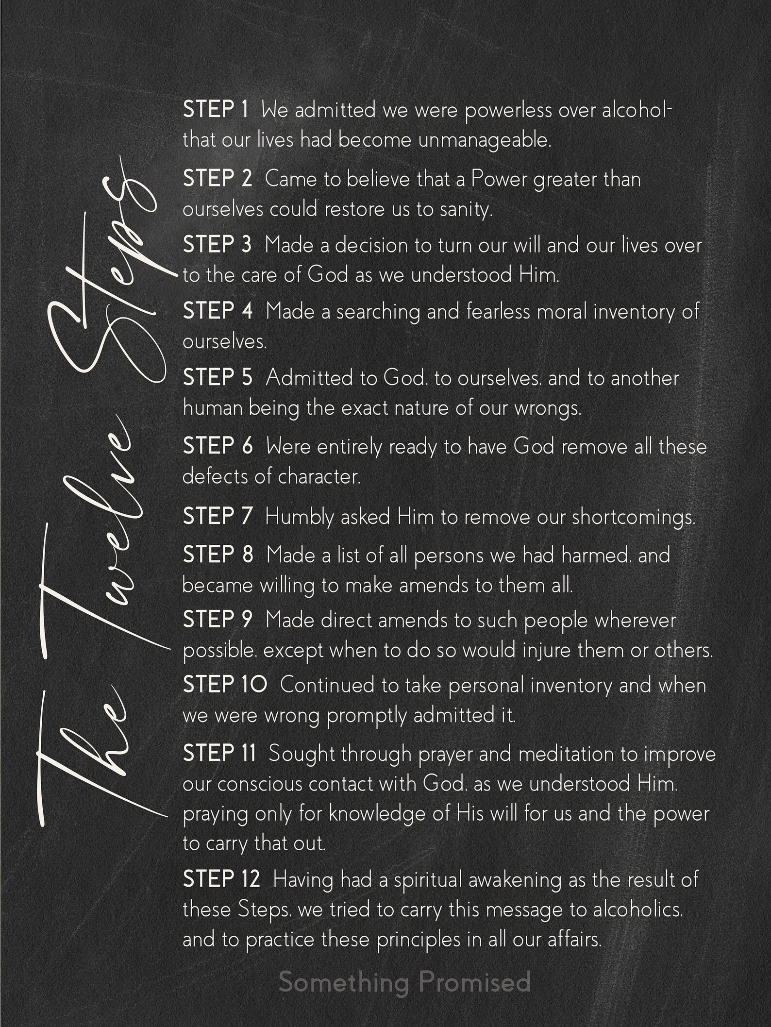 The 12 Steps of AA Metal Print on Reclaimed Wood Frame-recovery Wall ...