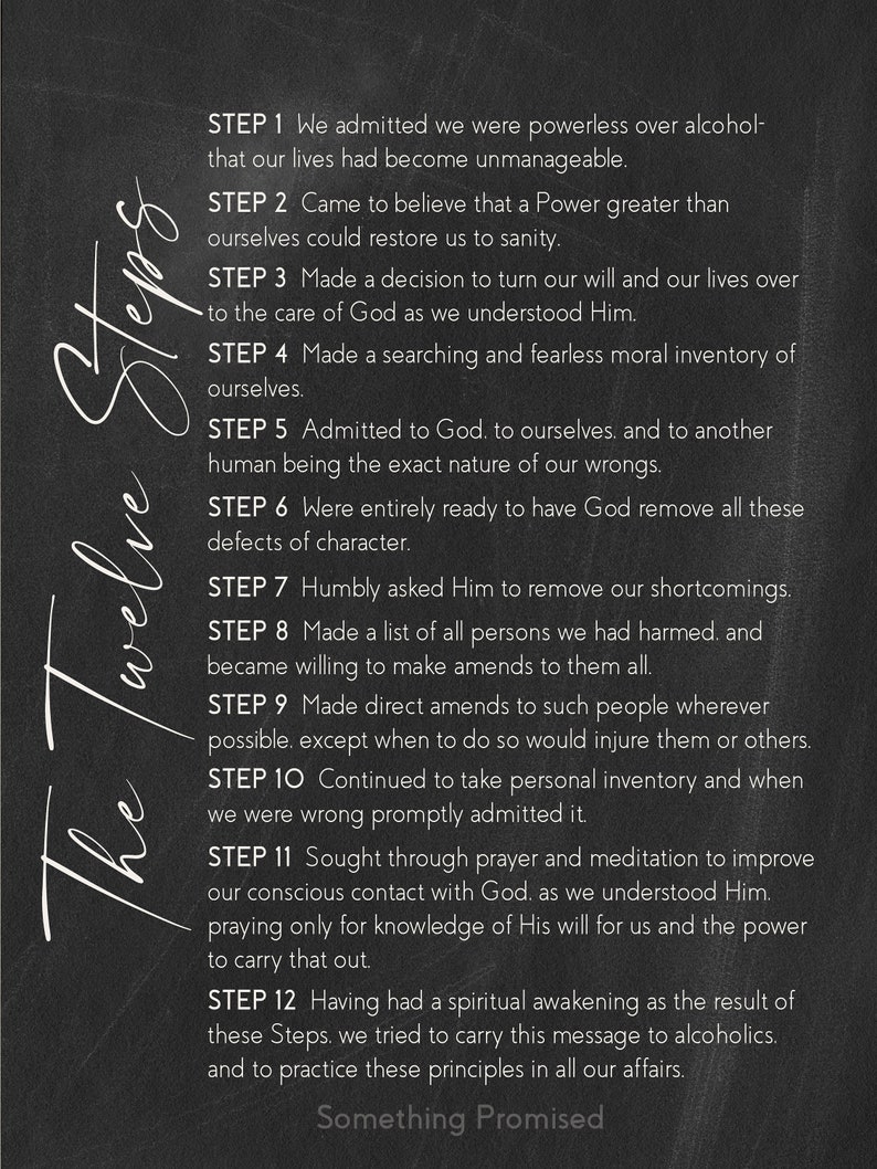 The 12 Steps of AA Metal Print on Reclaimed Wood Frame-recovery Wall ...