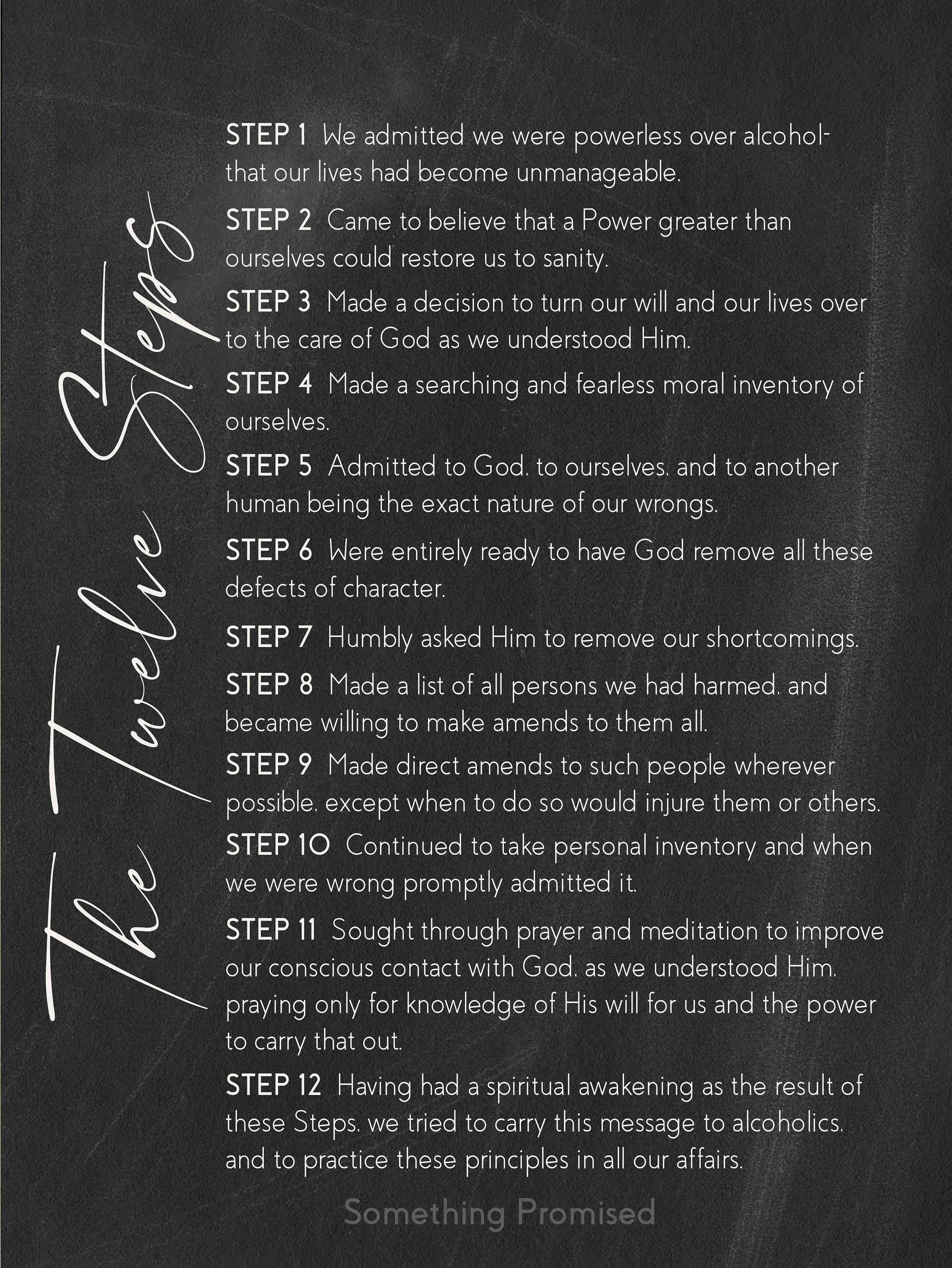 The 12 Steps of AA Metal Print on Reclaimed Wood Frame-recovery Wall ...
