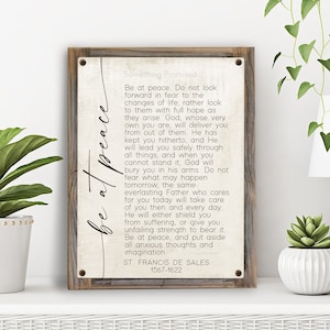Be at Peace Prayer-st. Francis De Sales Metal Print on Reclaimed Wood ...
