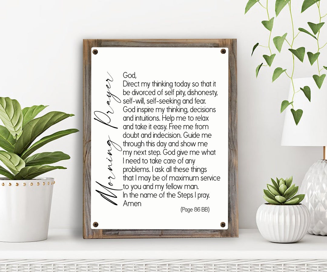 AA Morning Prayer on Metal Print on Reclaimed Wood Frame-recovery Wall ...