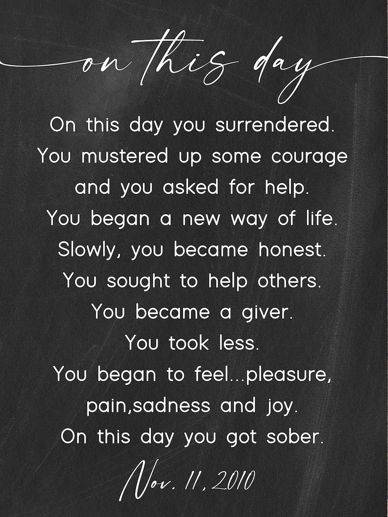 On This Day Sobriety Poem on Metal Print on Reclaimed Wood Frame-custom ...