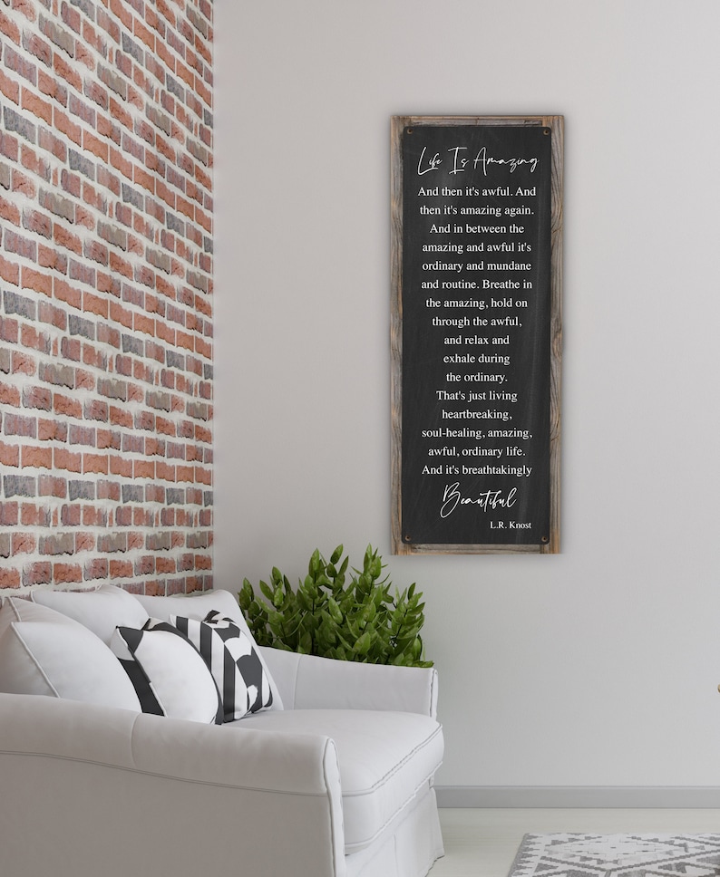 Life is Amazing Poem Metal Print on Reclaimed Wood Frame-l.r. Knost ...