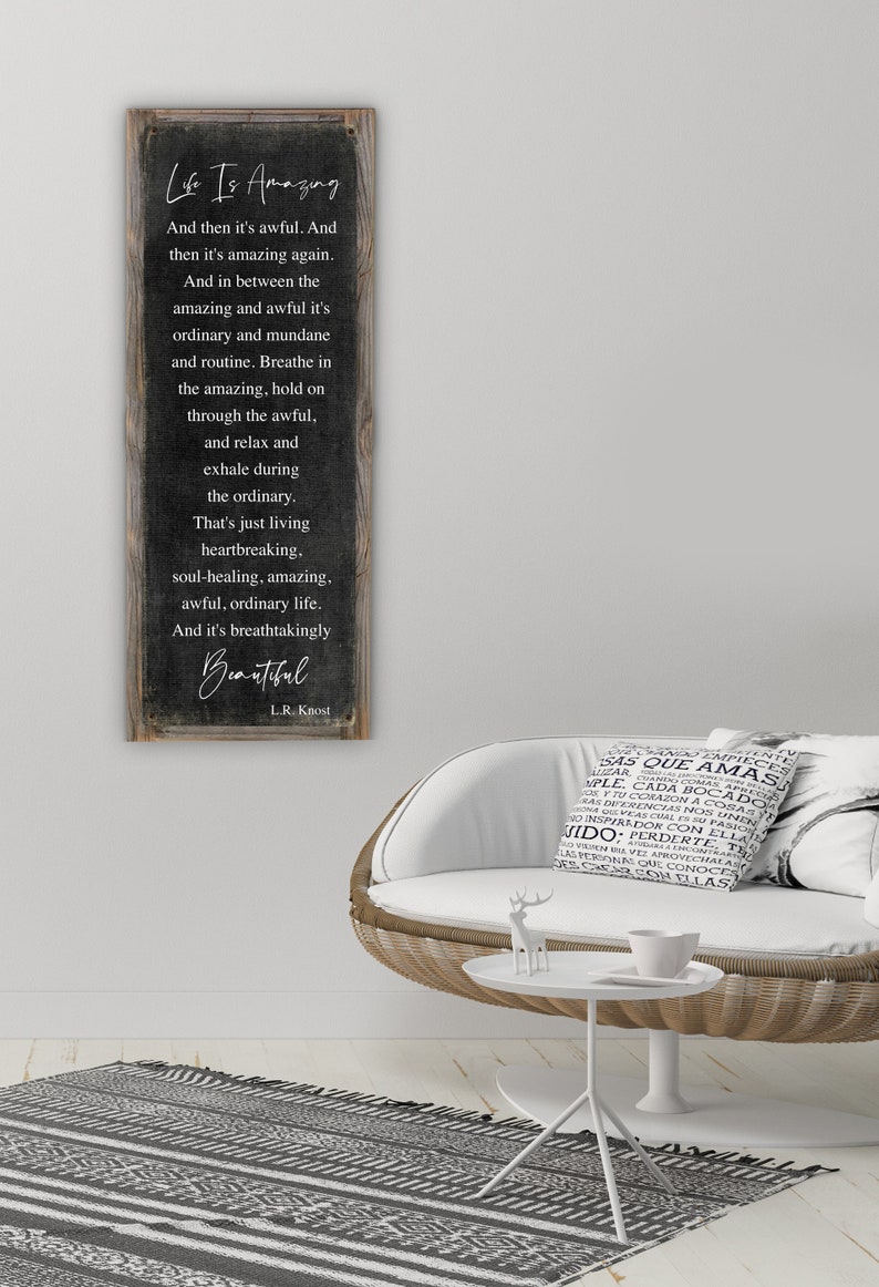 Life is Amazing Poem Metal Print on Reclaimed Wood Frame-l.r. Knost ...