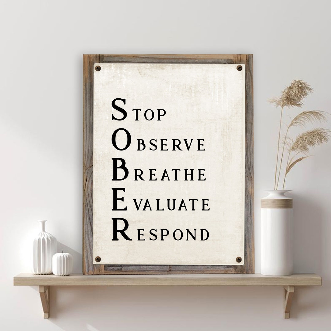 The Word SOBER Acronym Metal Print on Reclaimed Wood Frame-recovery ...