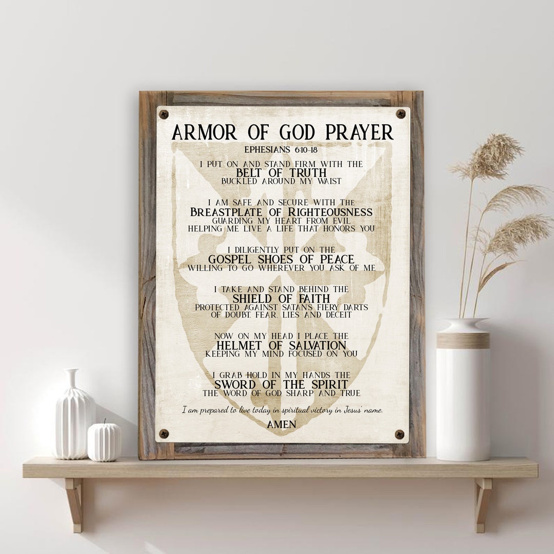 Armor of God Prayer Metal Print on Reclaimed Wood Frame-ephesians 6:10 ...