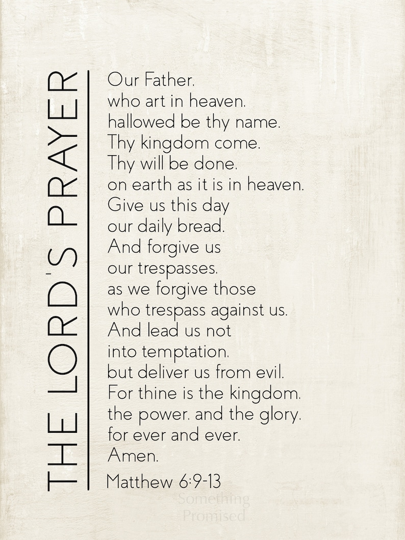 The Lord's Prayer-matthew 6:9-13-our Father Prayer-metal Print on ...