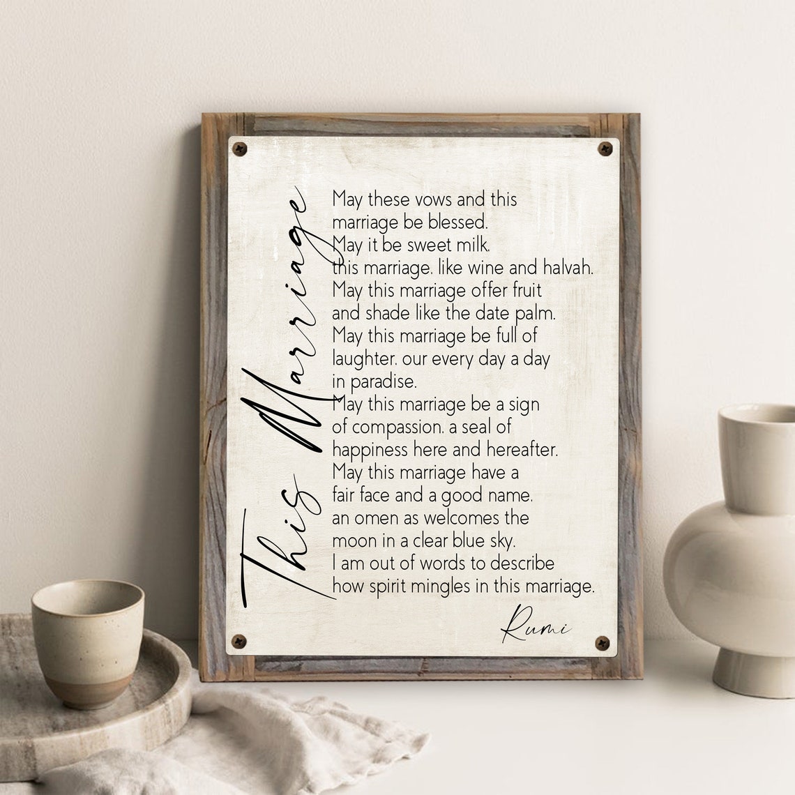 This Marriage. Rumi Poem on Metal Print on Reclaimed Wood | Etsy