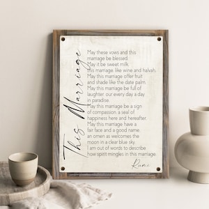 This Marriage. Rumi Poem on Metal Print on Reclaimed Wood Frame-rumi ...