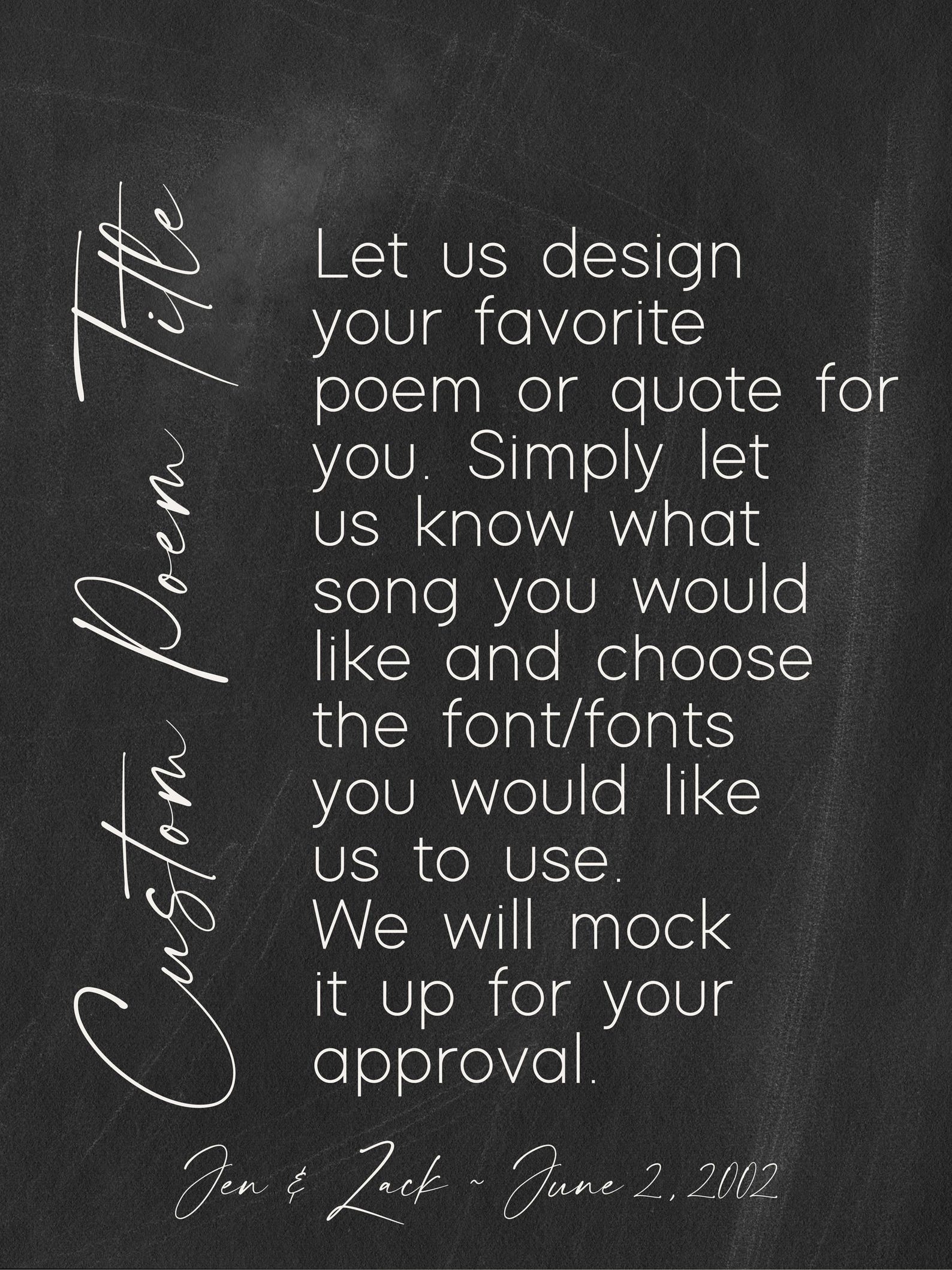 Custom Poetry Metal Print W/reclaimed Wood Frame-custom Poetry Sign ...