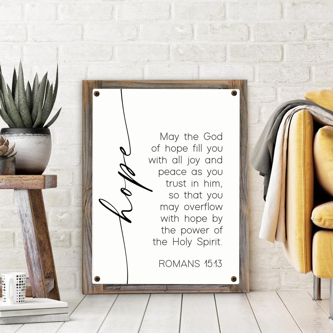 May the God of Hope Fill You With All Joy Metal Print on Reclaimed Wood ...