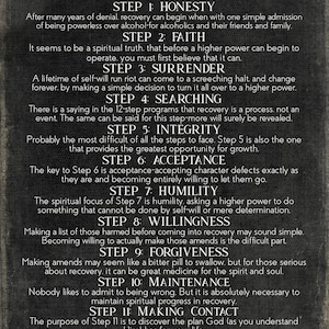 The 12 Steps of AA Metal Print on Reclaimed Wood Frame-recovery Wall ...