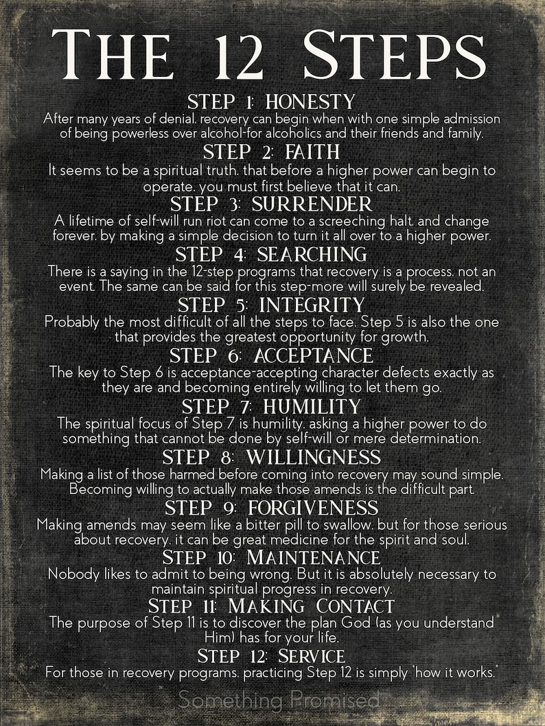 The 12 Steps of AA Metal Print on Reclaimed Wood - Etsy