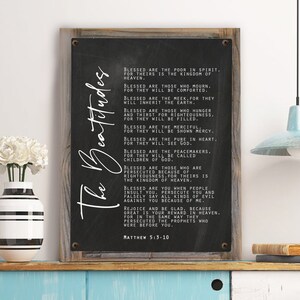Beatitudes Metal Print on Reclaimed Wood Frame-matthew 5:3-10 ...