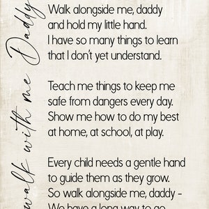 Walk With Me Daddy Poem Metal Print on Reclaimed Wood Frame-gift for ...