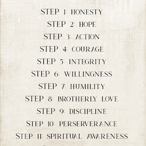Recovery Sign-12 Principles of AA Metal Print on Reclaimed Wood Frame ...