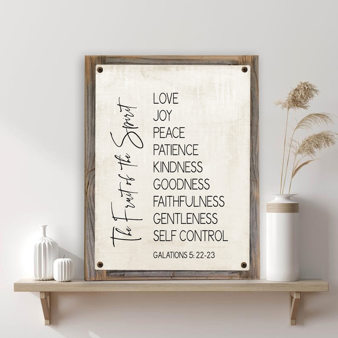 Christian Word Art- FRUIT OF the SPIRIT Metal Print on Reclaimed Wood ...