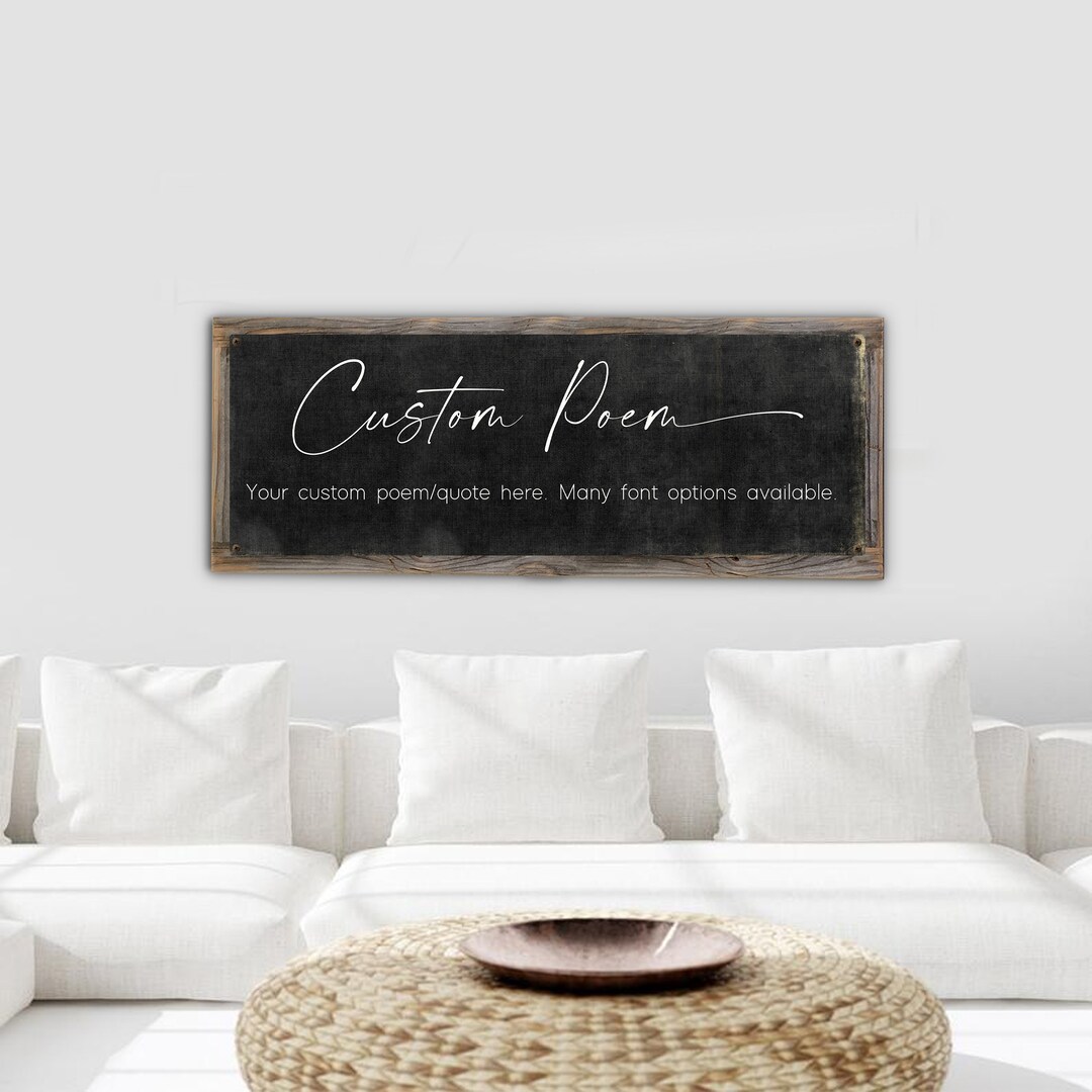 Custom Poetry Sign on Vintage Metal Print Mounted on Reclaimed Wood ...