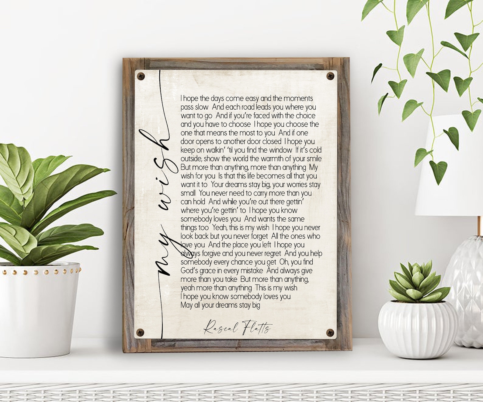 My Wish Song Lyrics Metal Print - Reclaimed Wood Frame - Etsy