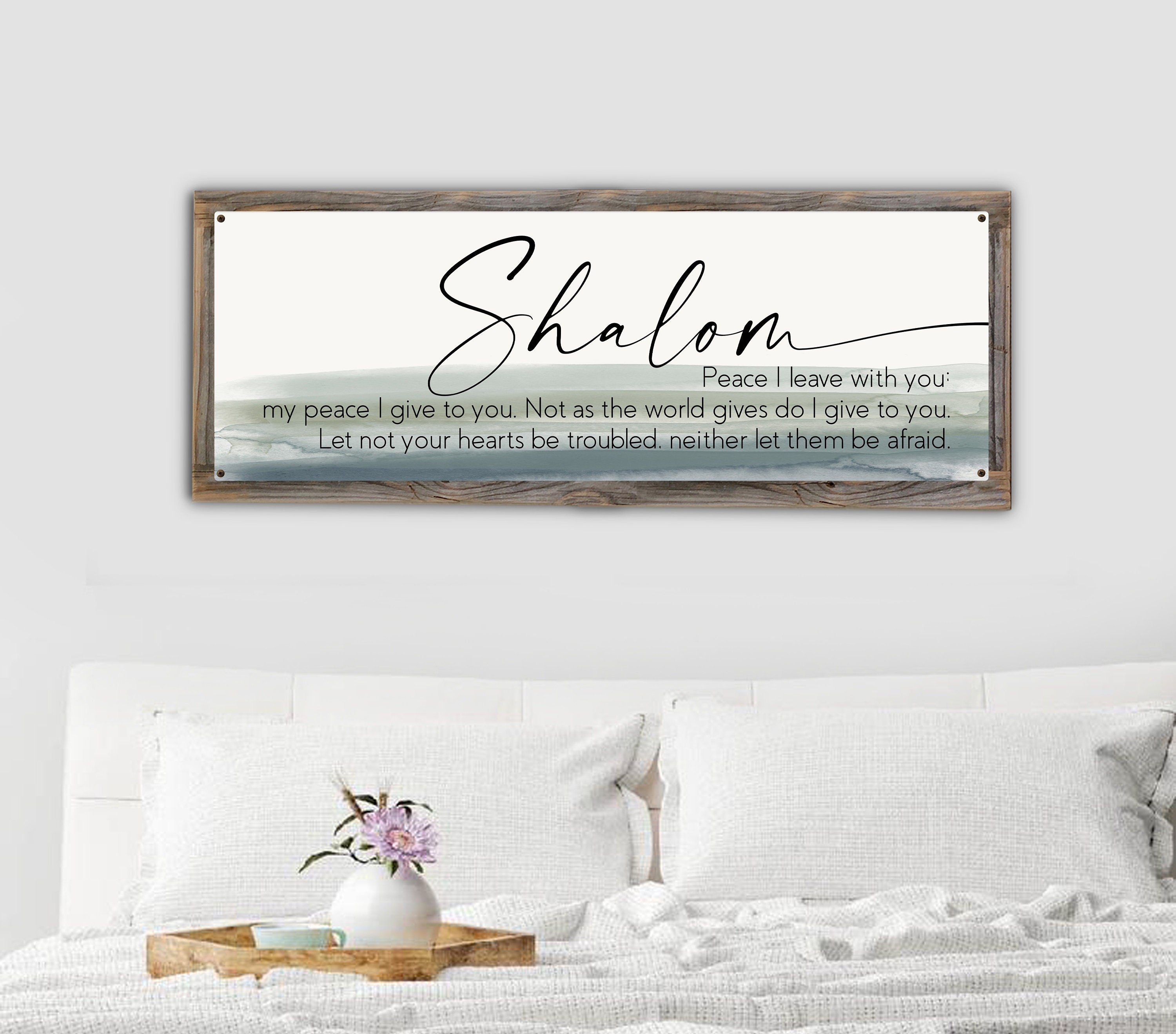 Shalom Metal Print on Reclaimed Wood Frame-peace I Leave-john 14:27 ...