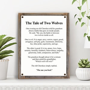 Tale of Two Wolves on Metal Print on Reclaimed Wood Frame-cherokee ...