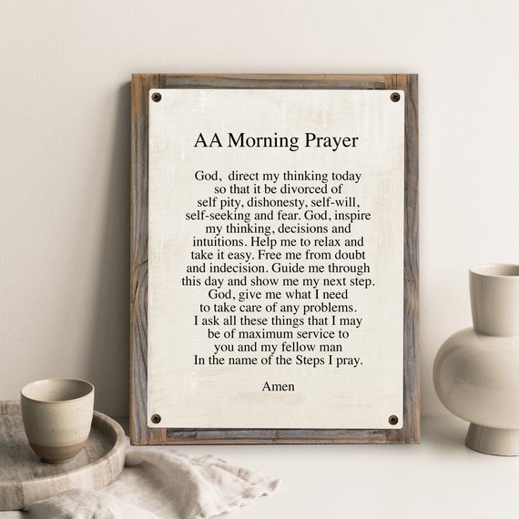 AA Morning Prayer on Metal Print on Reclaimed Wood | Etsy