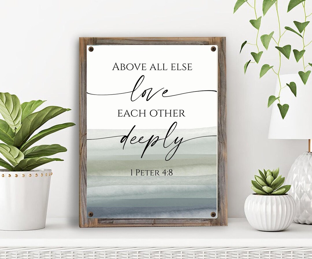 Above All Else Love Each Other Metal Print on Reclaimed Wood Frame-i ...