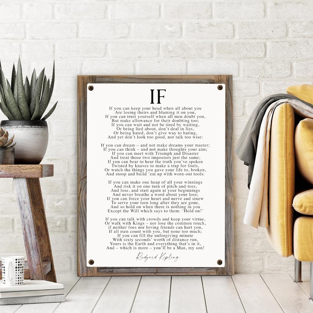 IF Poem by Rudyard Kipling Metal Print on Reclaimed Wood Frame ...