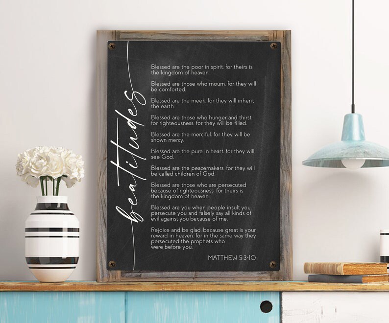 Beatitudes Metal Print on Reclaimed Wood Frame-matthew 5:3-10 ...