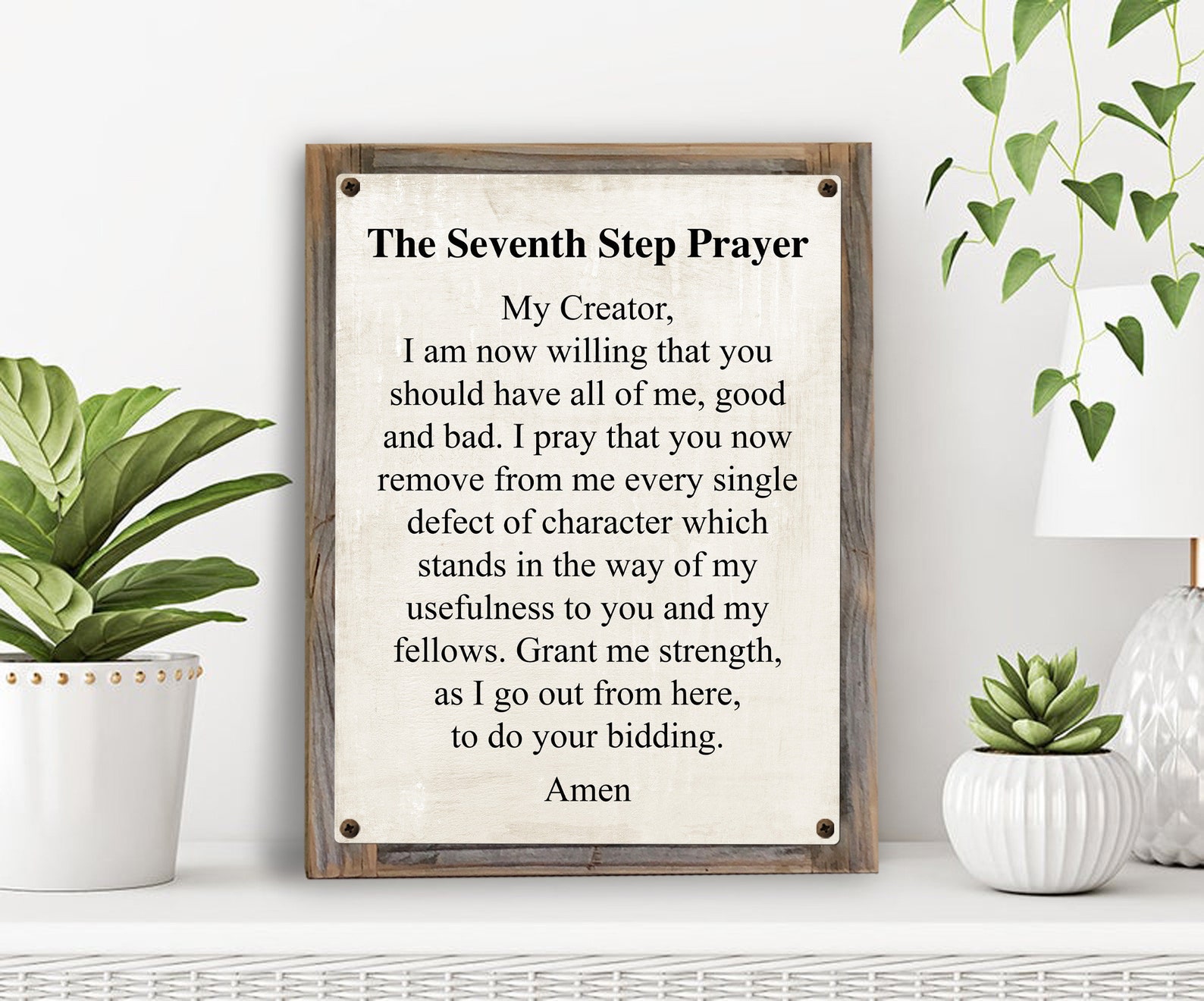 Seventh Step Prayer Metal Print on Reclaimed Wood Frame-seventh Step ...