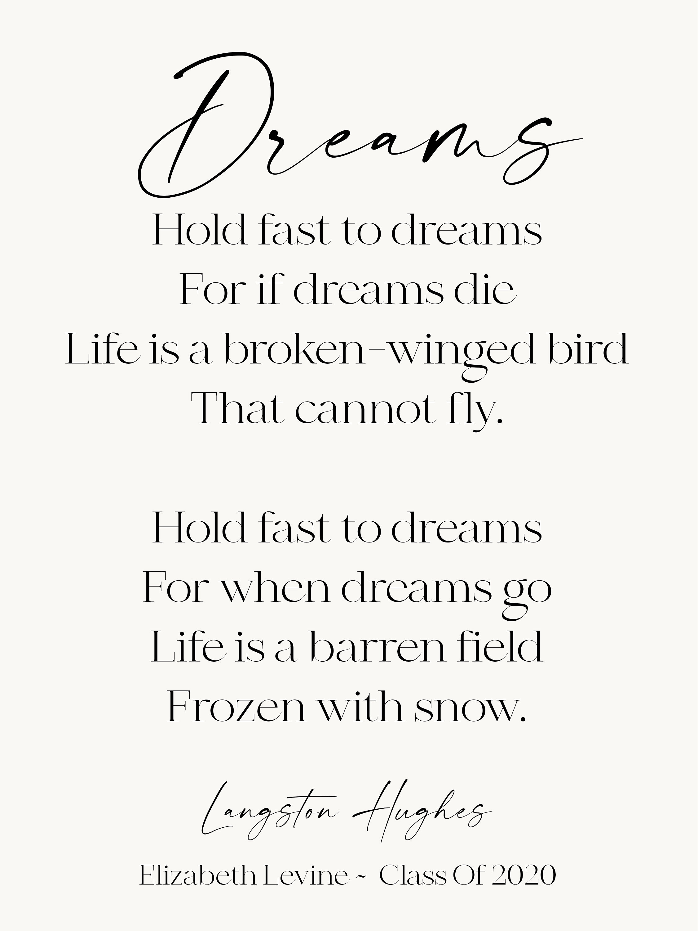 Hold Fast to DREAMS Poem Metal Print on Reclaimed Wood Frame-gift for ...