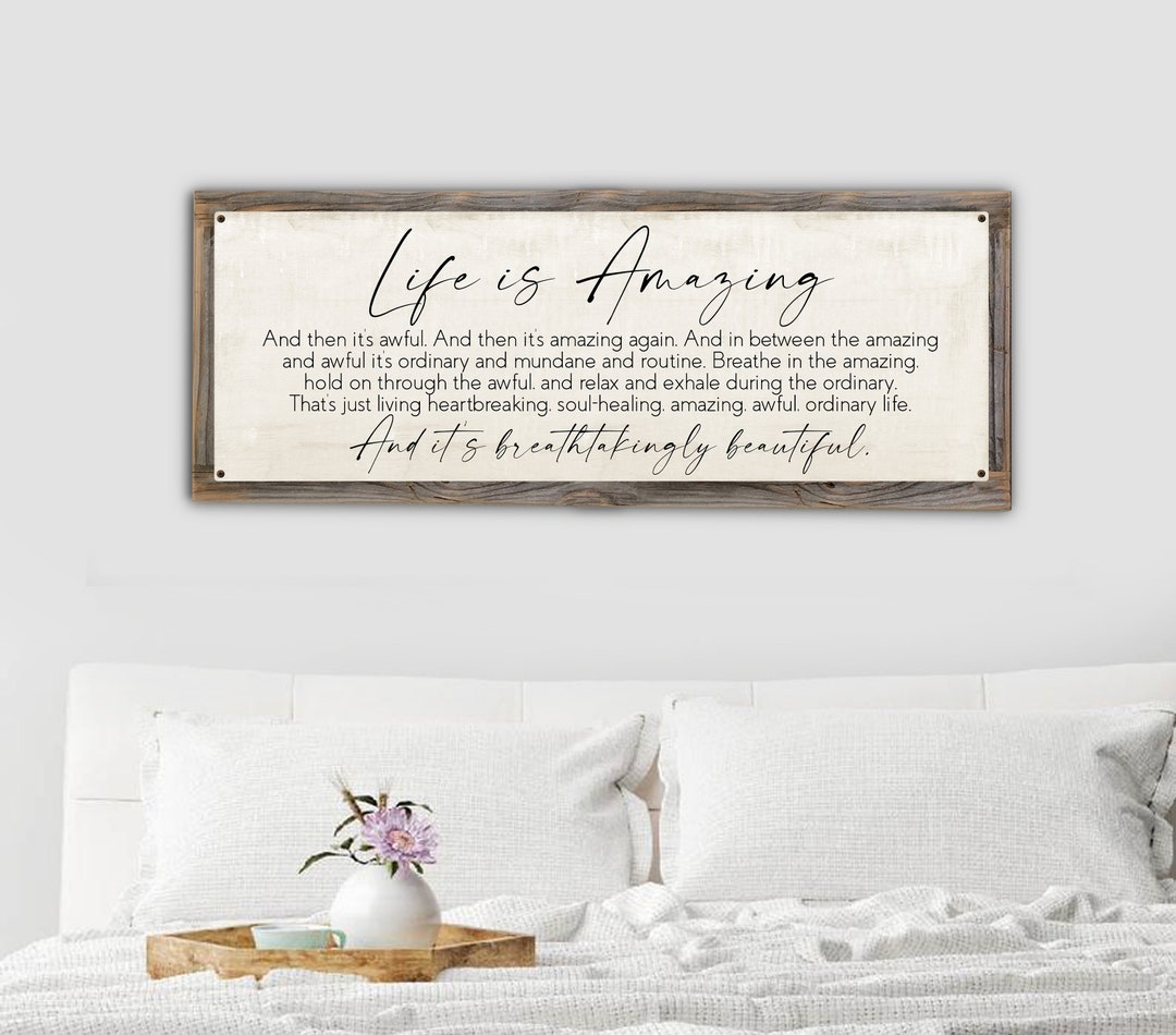 Life is Amazing Metal Print on Reclaimed Wood Frame-l.r. Knost Poem ...