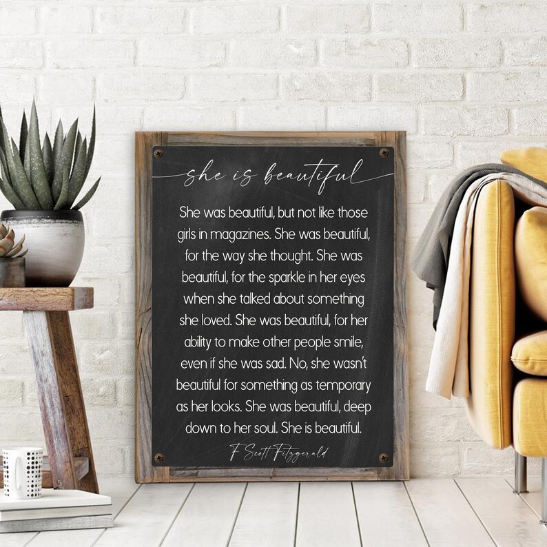 She Was Beautiful Metal Print-reclaimed Wood Frame-rustic Wall Art-f ...