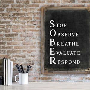 The Word SOBER Acronym Metal Print on Reclaimed Wood Frame-recovery ...