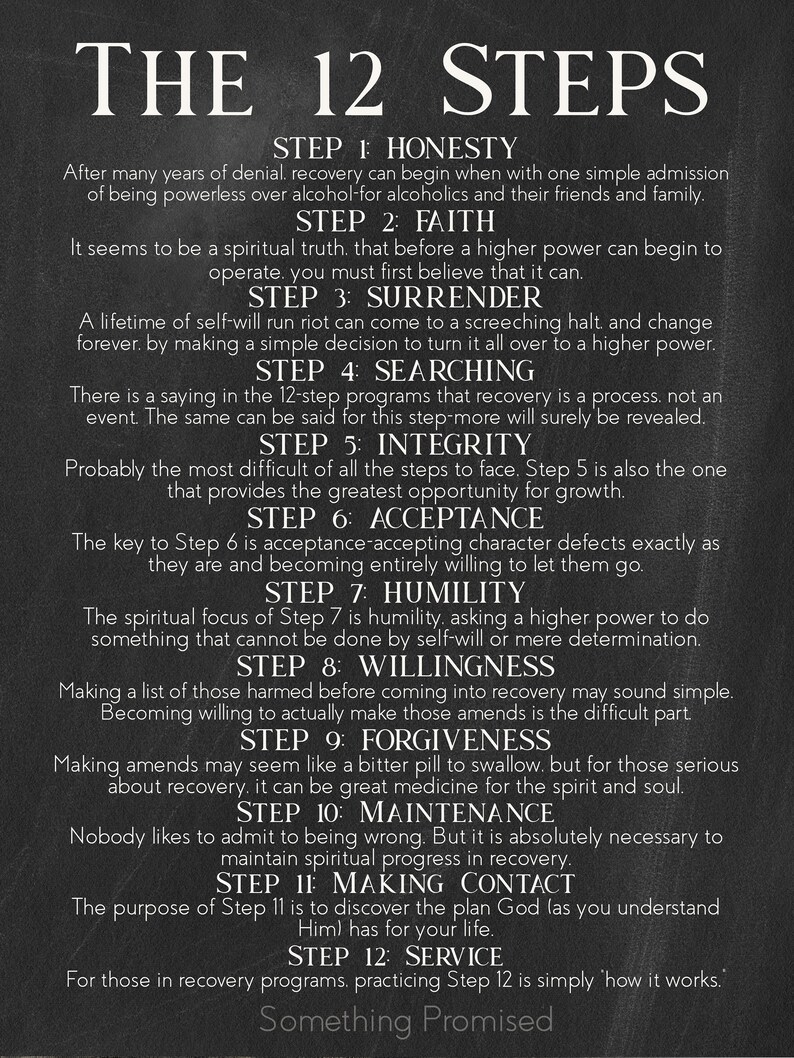 The 12 Steps of AA Metal Print on Reclaimed Wood Frame-recovery Wall ...