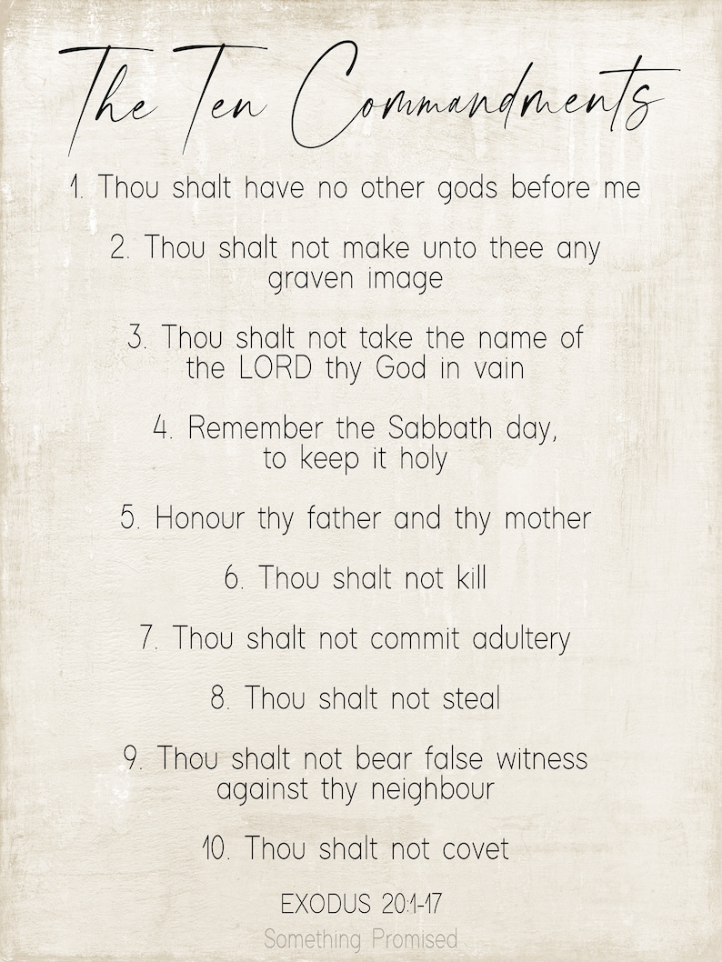Ten Commandments KJV Metal Print on Reclaimed Wood Frame-exodus 20:1-17 ...