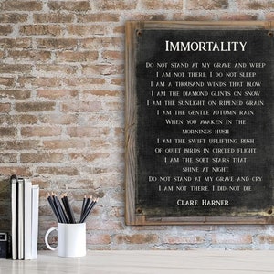 Immortality Poem Vintage Metal Print on Reclaimed Wood Frame-rustic ...