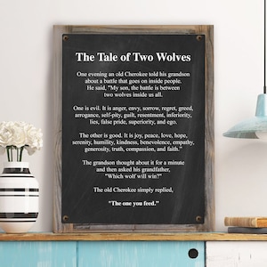 Tale of Two Wolves on Metal Print on Reclaimed Wood Frame-cherokee ...