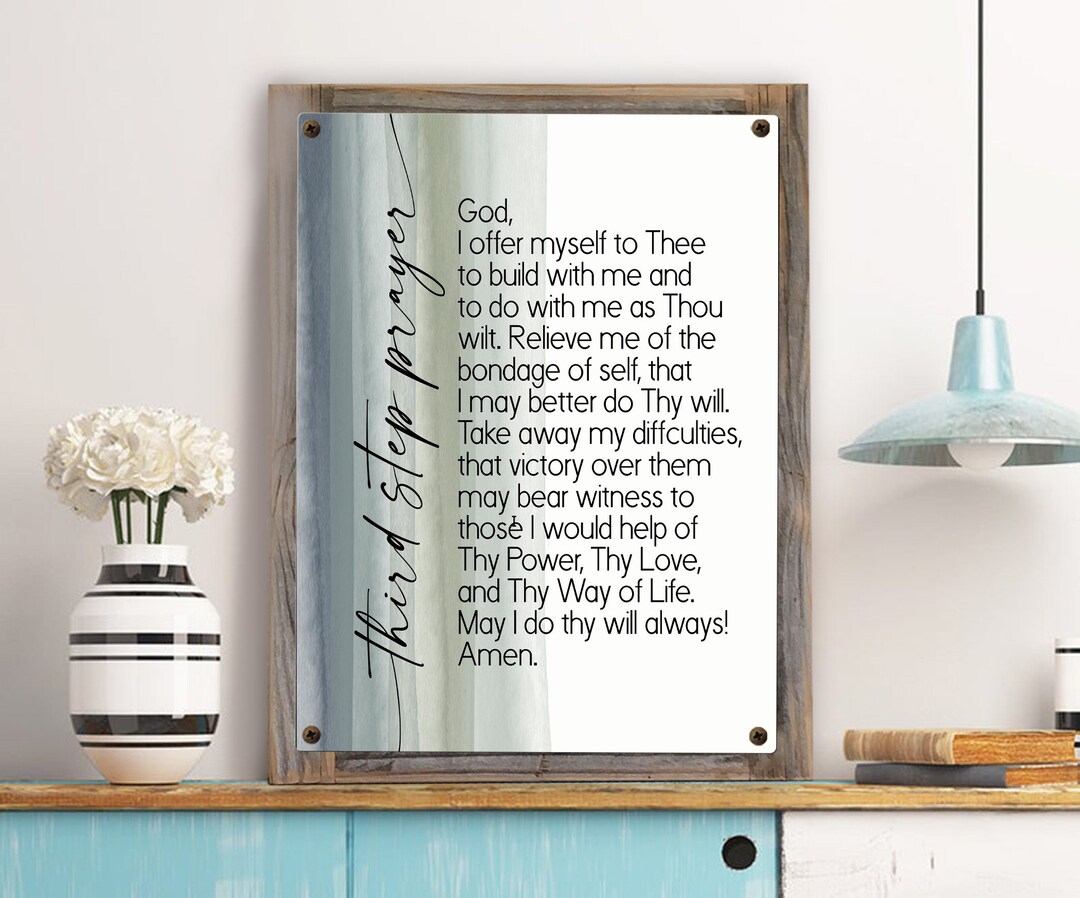 Third Step Prayer Metal Print on Reclaimed Wood Frame-recovery Wall Art ...